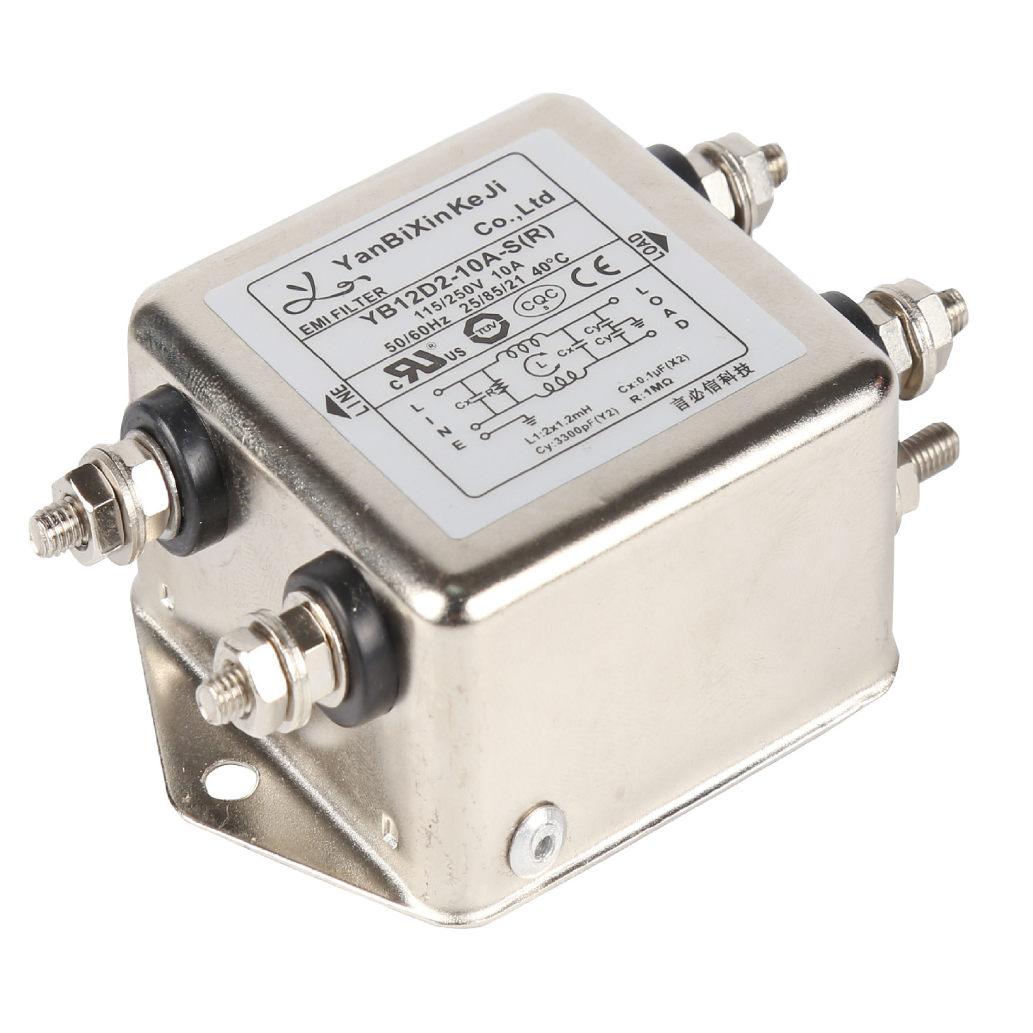 10A 2.5KW AC Power Noise Filter YB12D2 Single Phase EMI Filter For Home ...