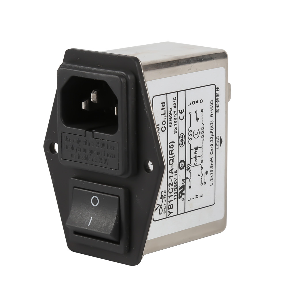 IEC EMI Inlet Filter 1A Low Current Power Inlet Filter For Medical ...