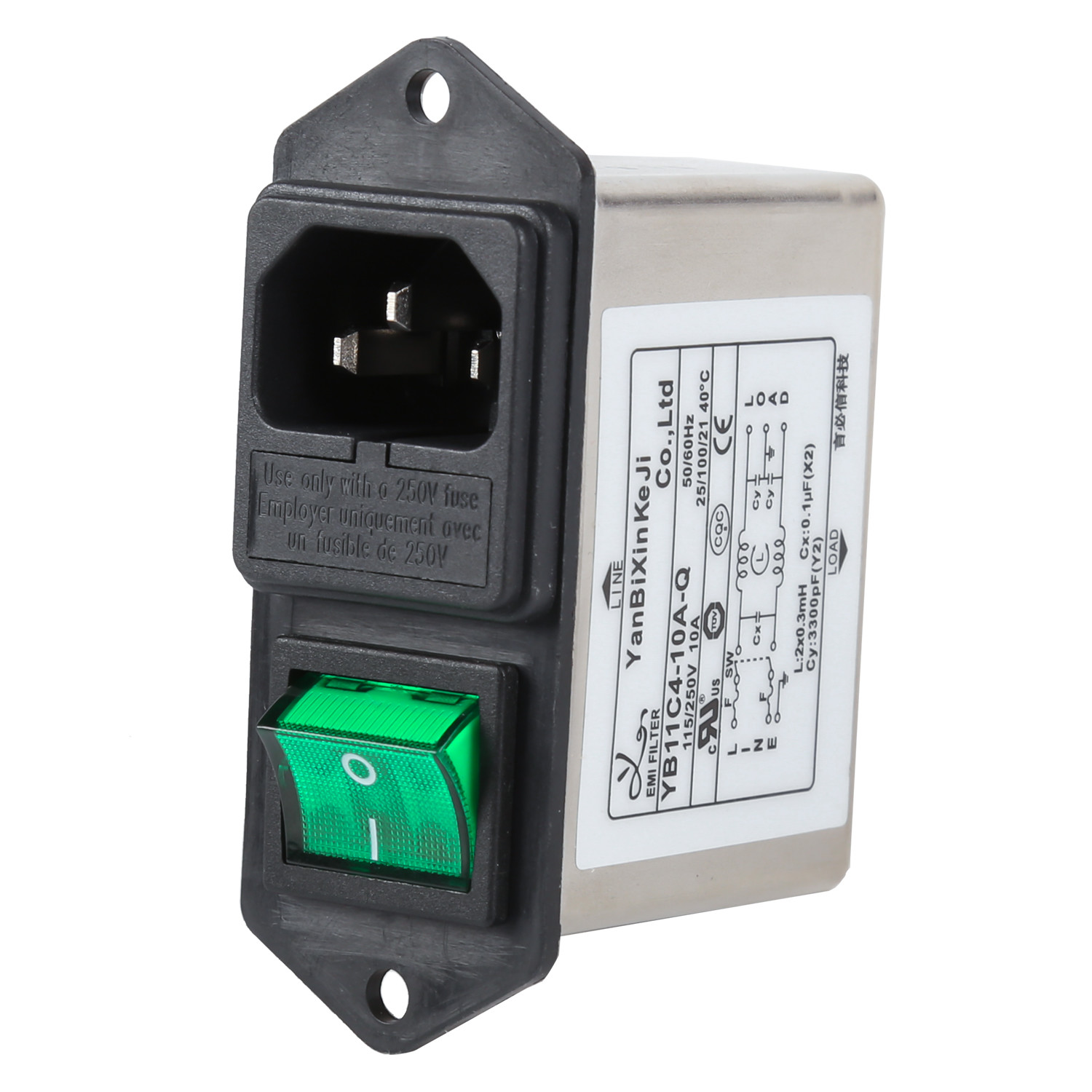 Power Entry Module Filter Fast-on Terminal Plug-In EMI Filter 10A Power ...