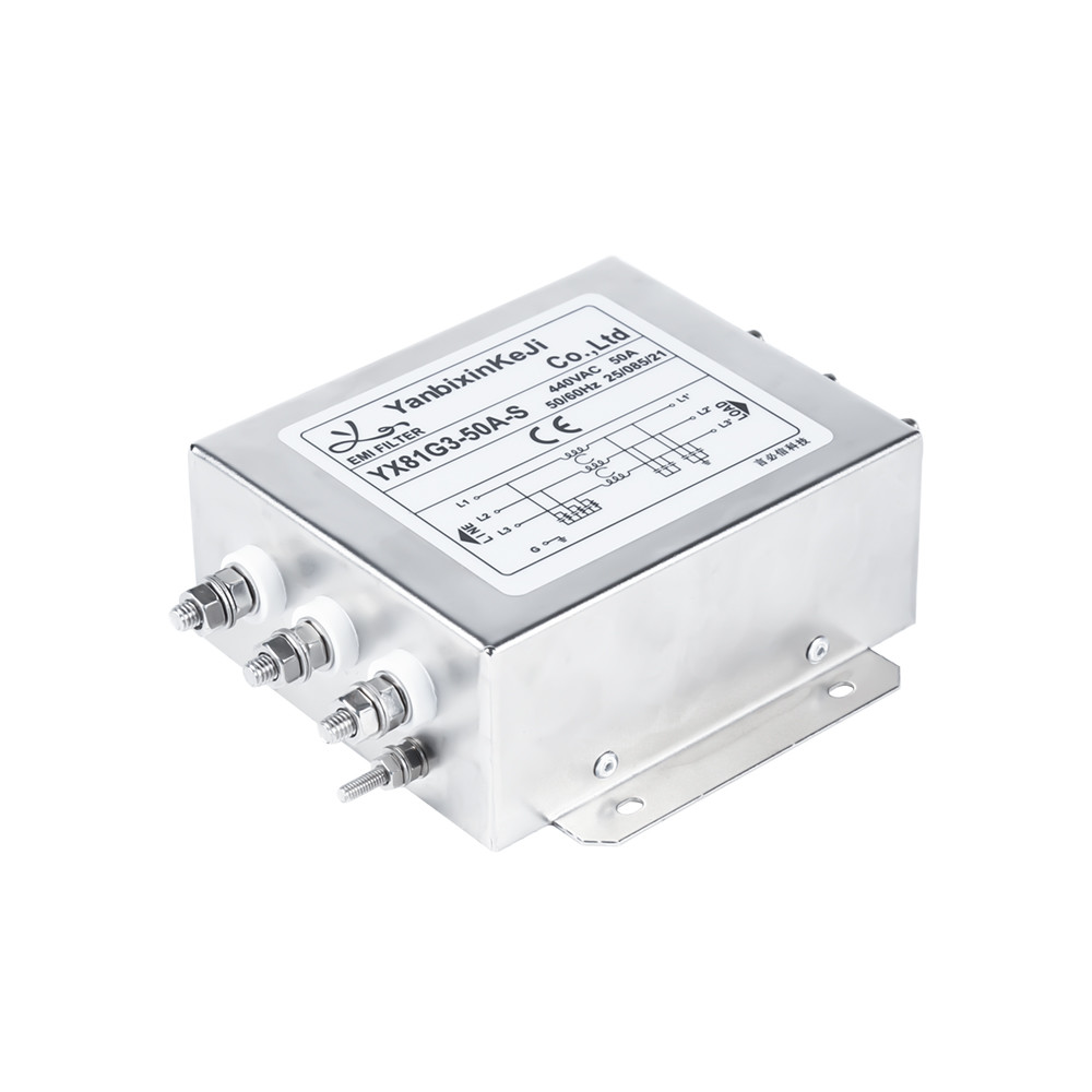 440V 50A Three Phase RFI Filter M4 Screw Out EMI Filter For Industrial ...