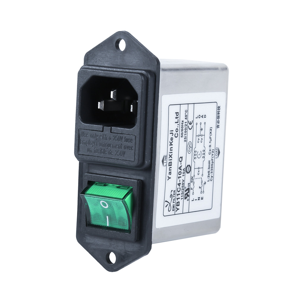 220V 10A IEC Inlet EMI Filter Power Entry Module Filter For Small Power ...