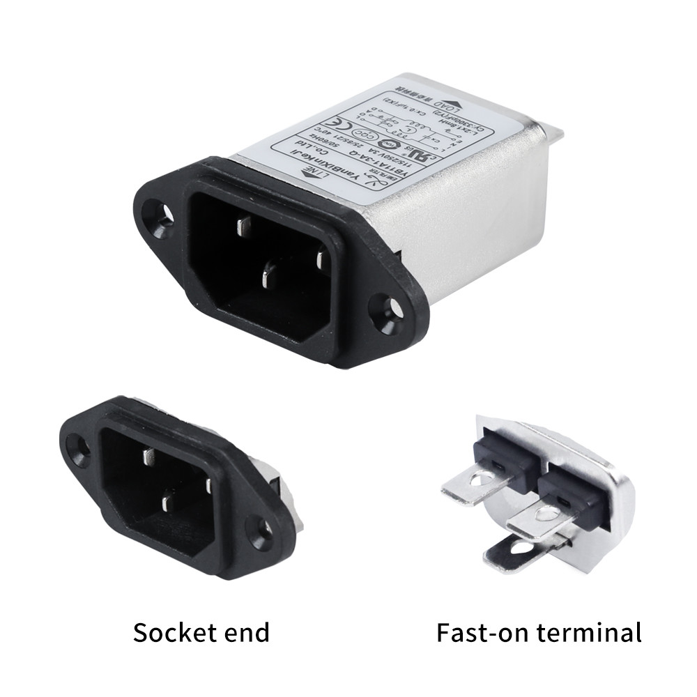 250V IEC 320 Inlet Filter 0.4mA Low Leakage Current Socket Output Filter