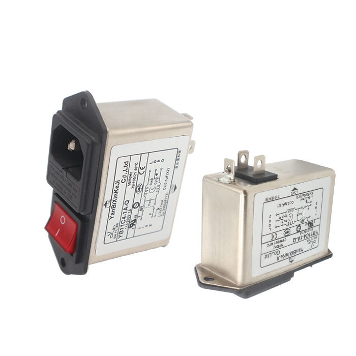 IEC C14 Inlet EMI Filter Red Switch Power EMI Filter For Commercial ...