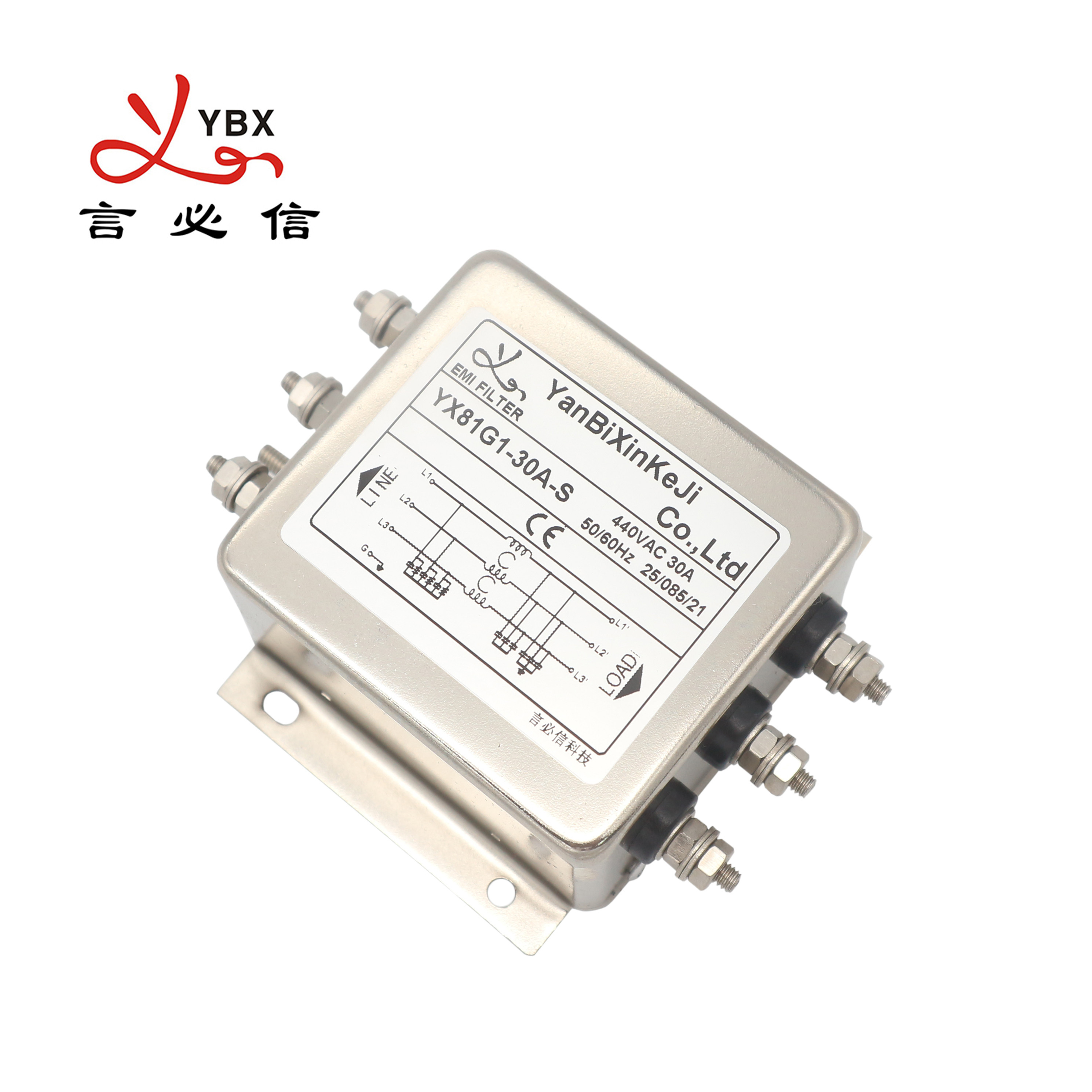 30A 440V Three Phase EMI Filter Inverter Power Filter Bolts Output