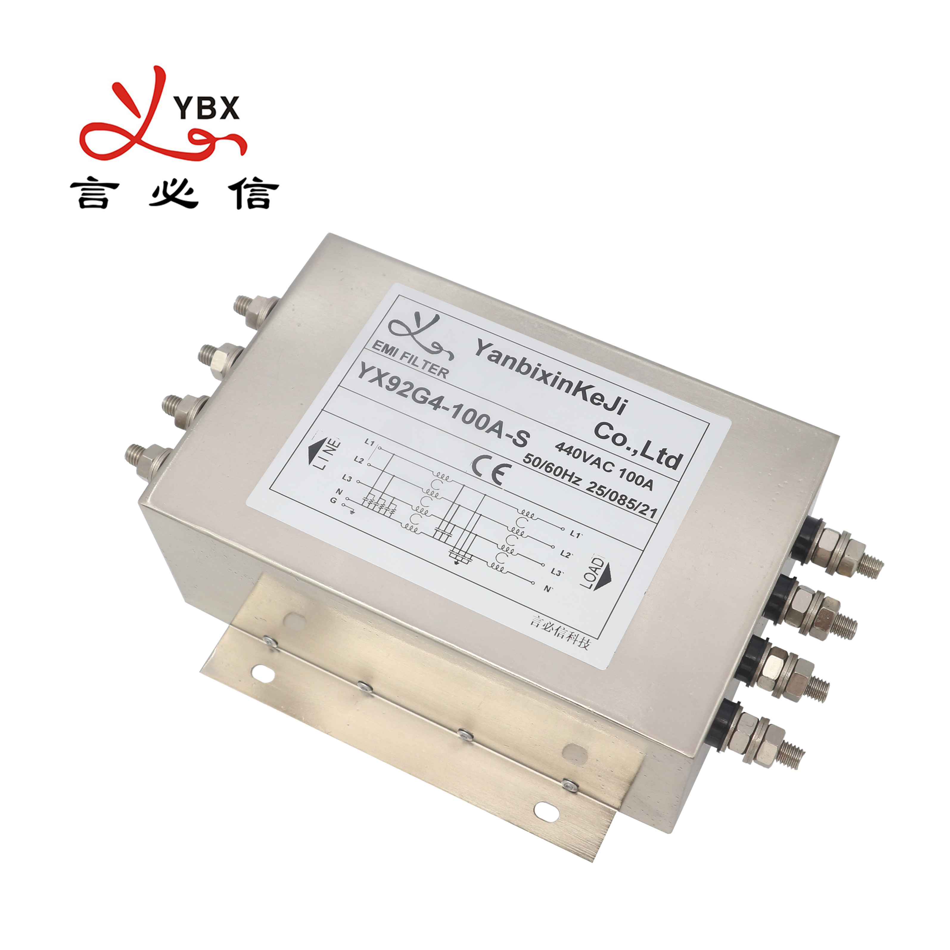 YX92G4 High Current Three Phase EMI Filter Four Line EMI Suppression ...