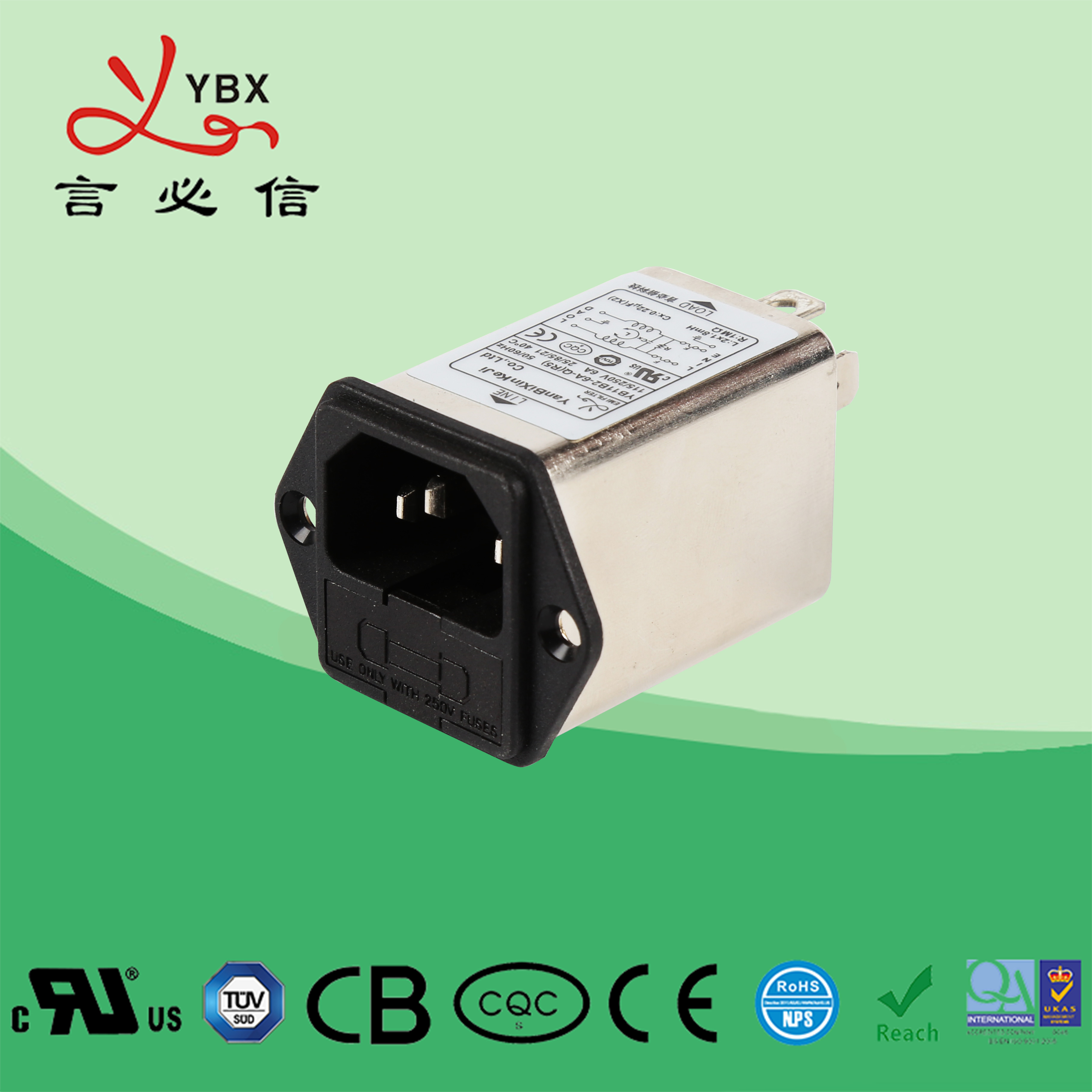 Yanbixin 120 250VAC Double Fuse Power Entry Filter YB11B2 Rated Current ...