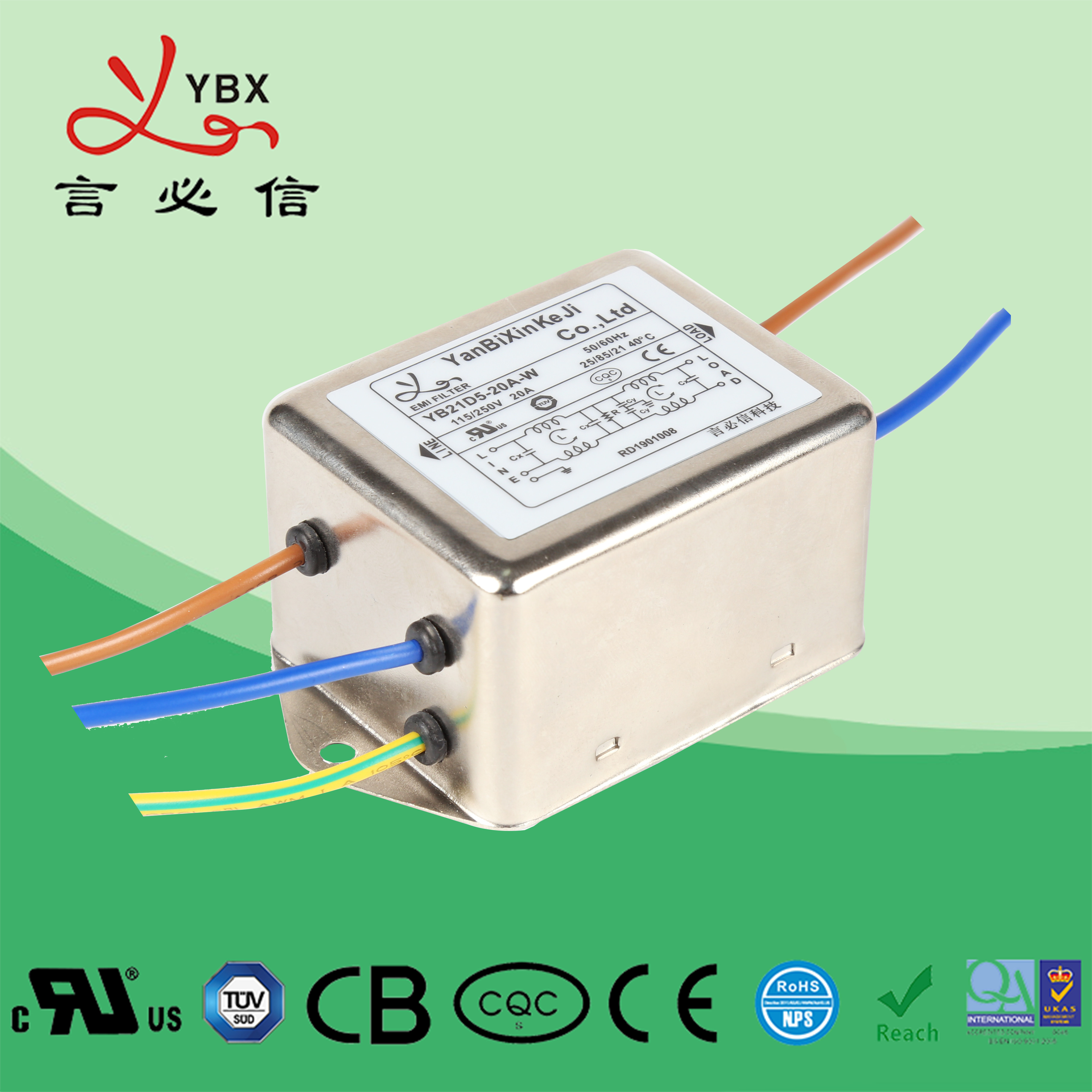 OEM 30 Ampere EMI EMC Filter , Electromagnetic Interference Filter
