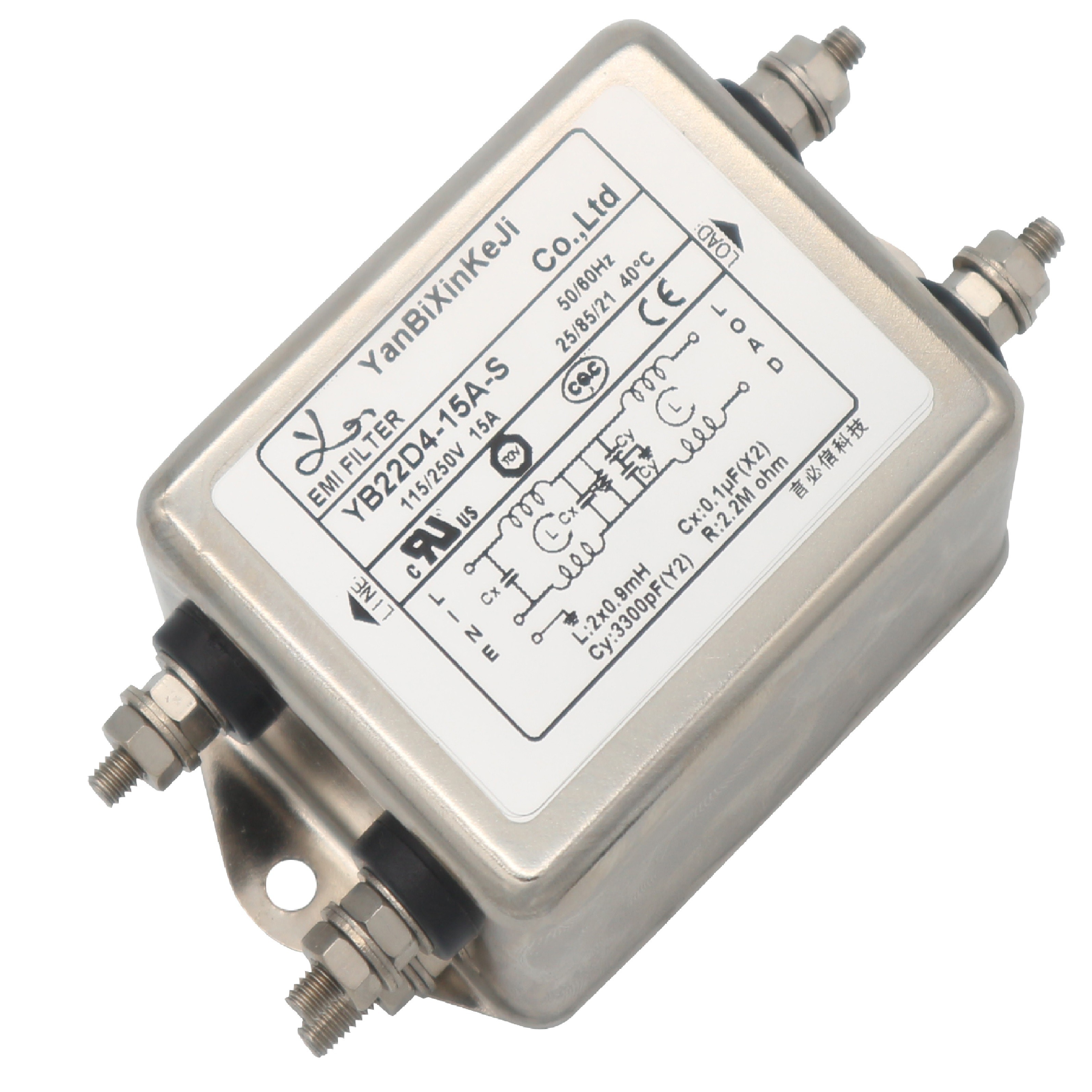 YB22D4 Two-stage Singel Phase Filter 250V 15A Ehanced EMI Noise Filter ...