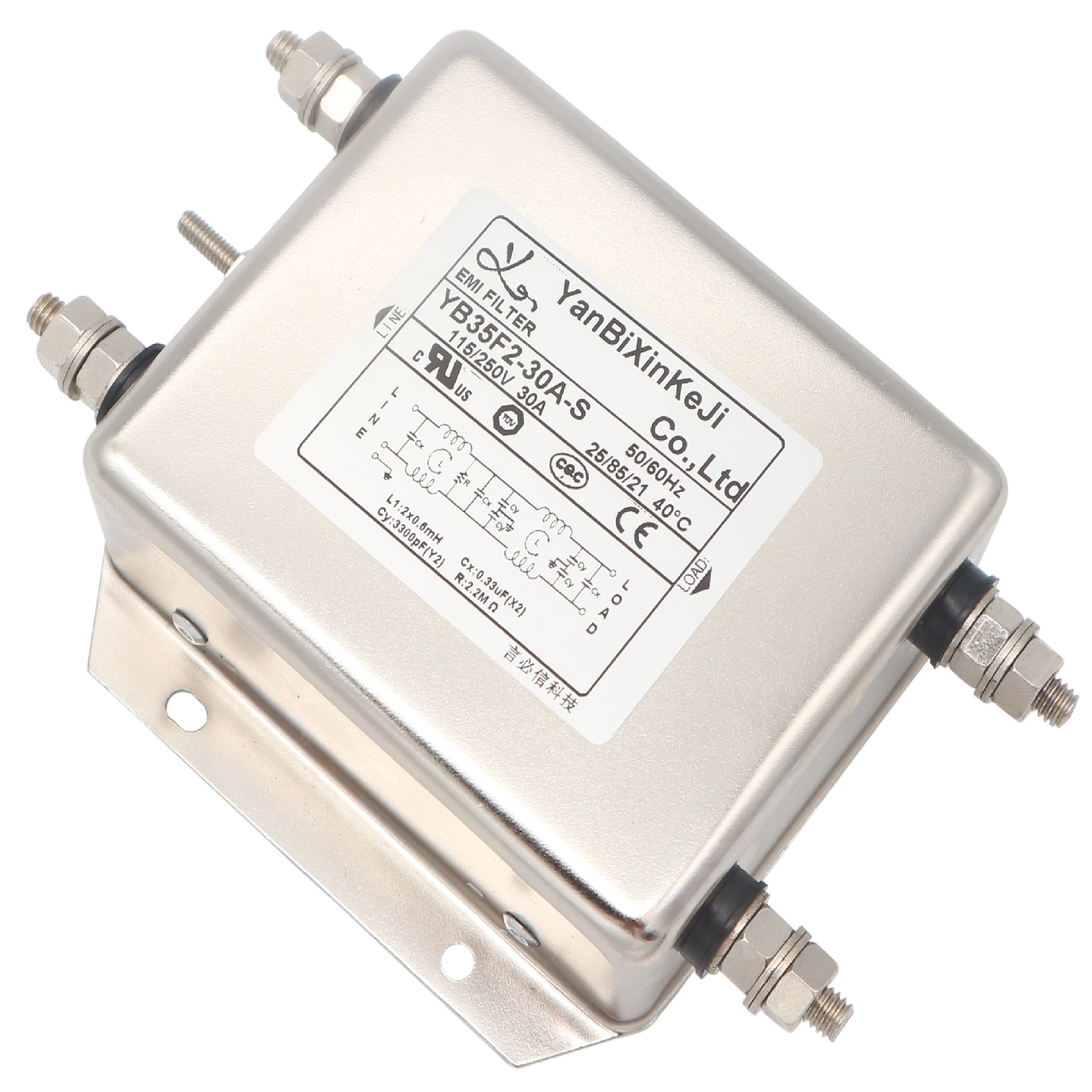 YB-F2 Ehanced Single Phase Filter 115V 250V Two Stage EMI RFI Filter ...