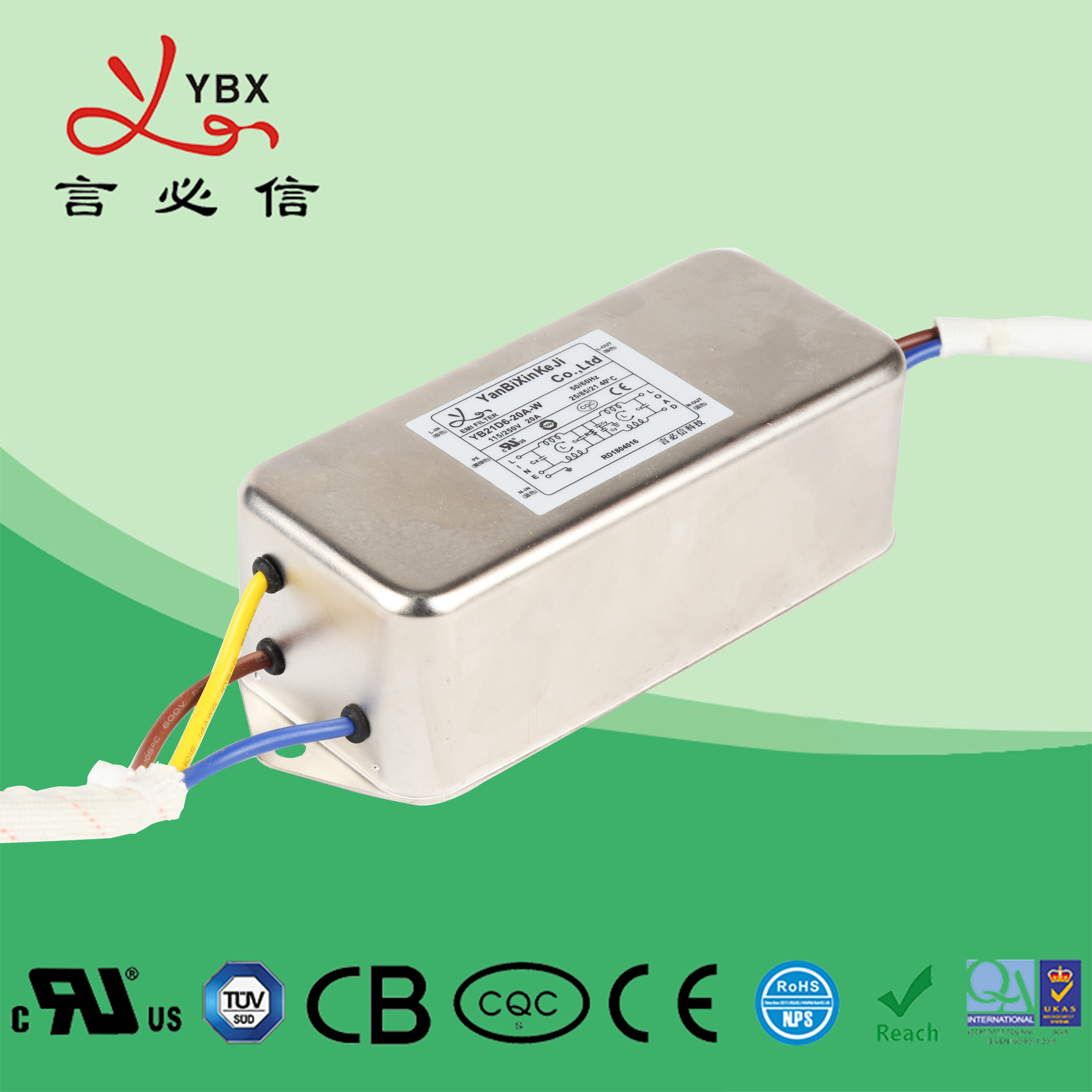 High Attenuation 20A 30A Single Phase RFI Filter EMI EMC Mains Filter